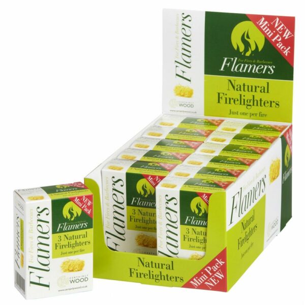 Flamers Natural Firelighters – Mini 3pk (Box of 12) - Equipment Outdoors
