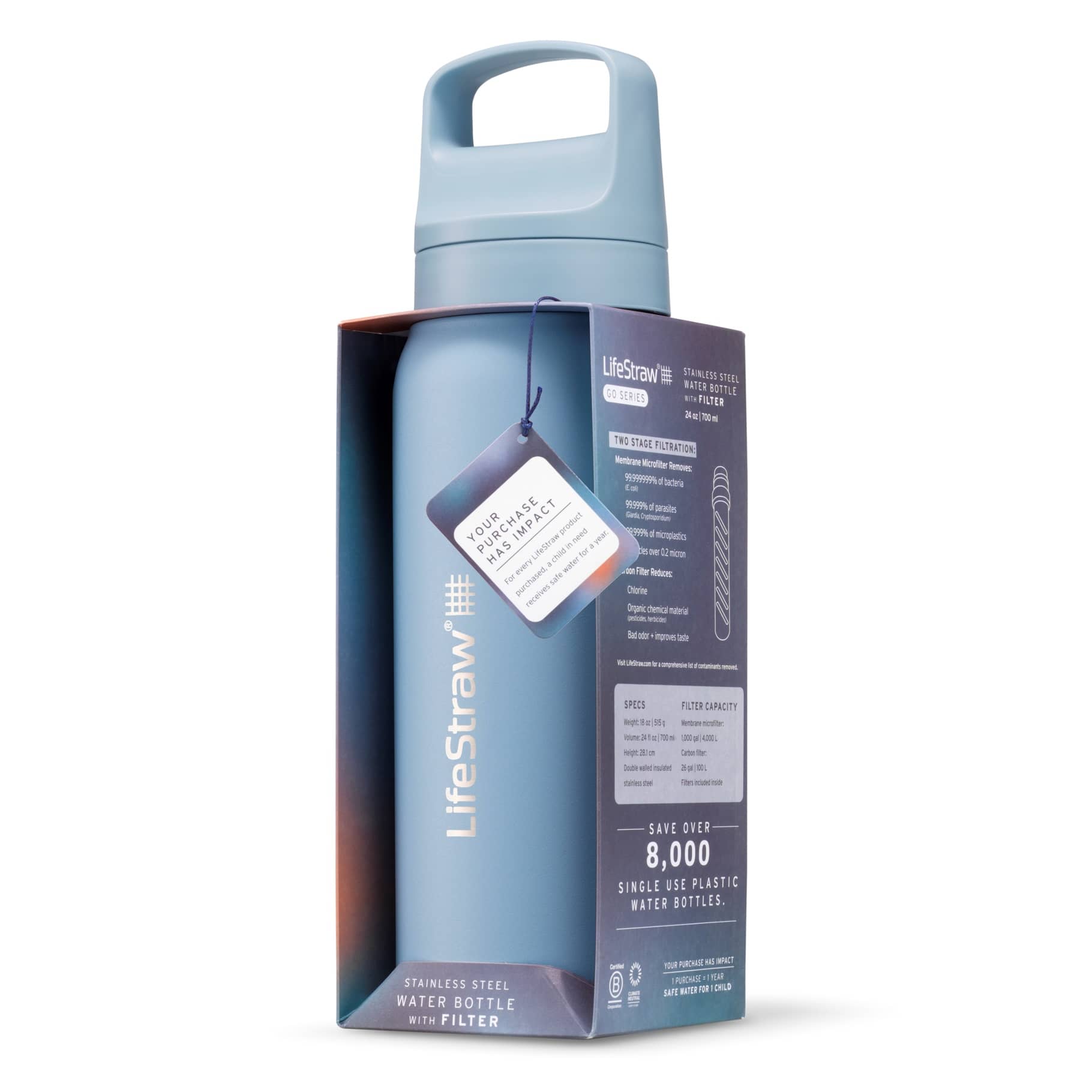 LifeStraw Go Stainless Steel 700ml Multi colors - Equipment Outdoors
