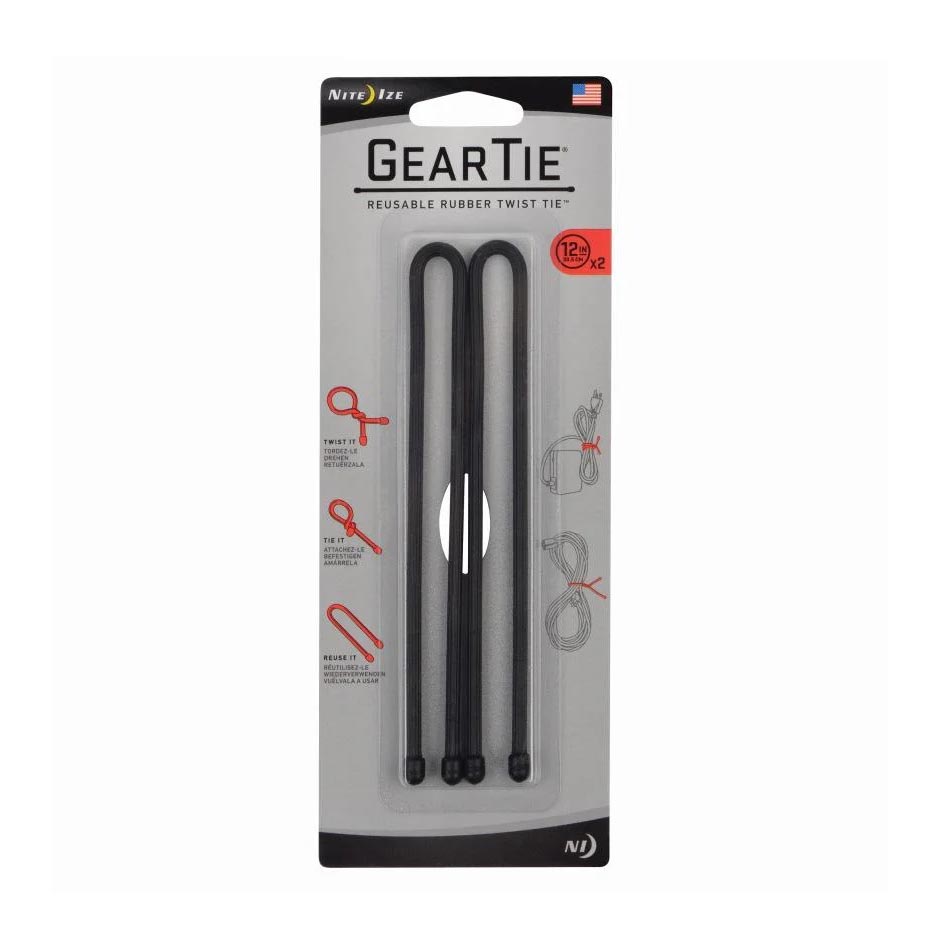 Gear Tie Reusable Rubber Twist Tie 12 In 2 Pack Black - Equipment Outdoors